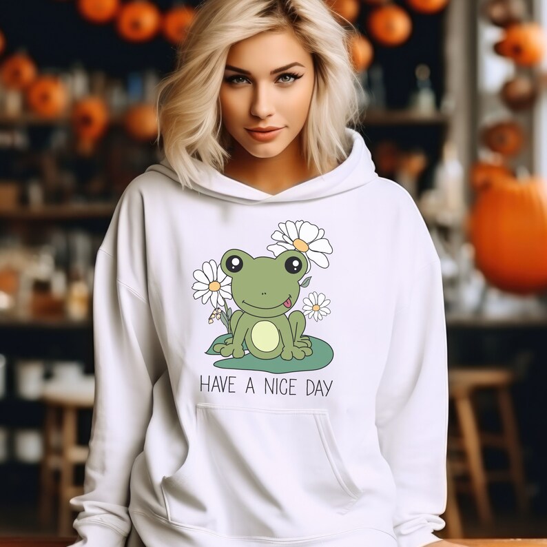 Have a Nice Day, Frog Sweatshirt, Froggy Hoodie, Retro Frog, Funny Frog ...
