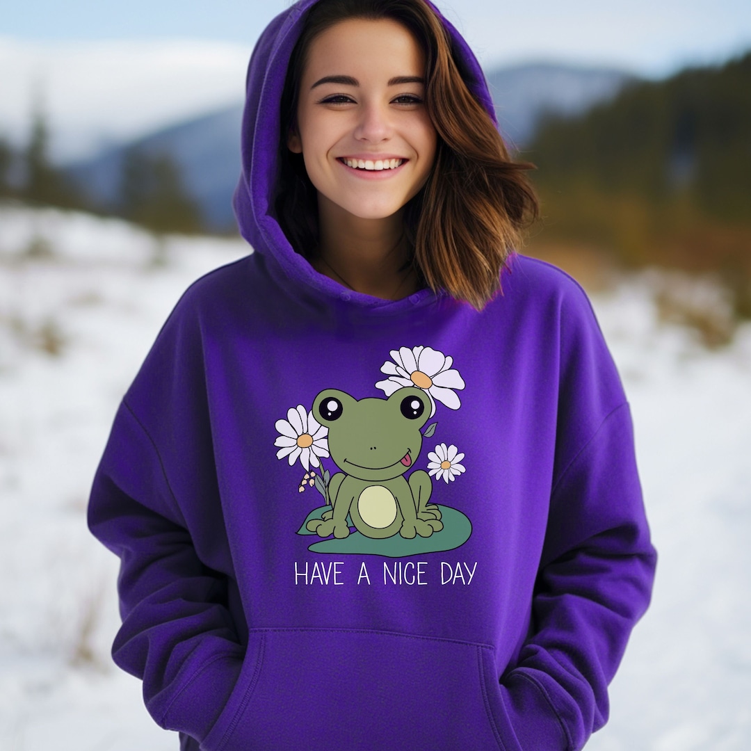 Have a Nice Day, Frog Sweatshirt, Froggy Hoodie, Retro Frog, Funny Frog ...