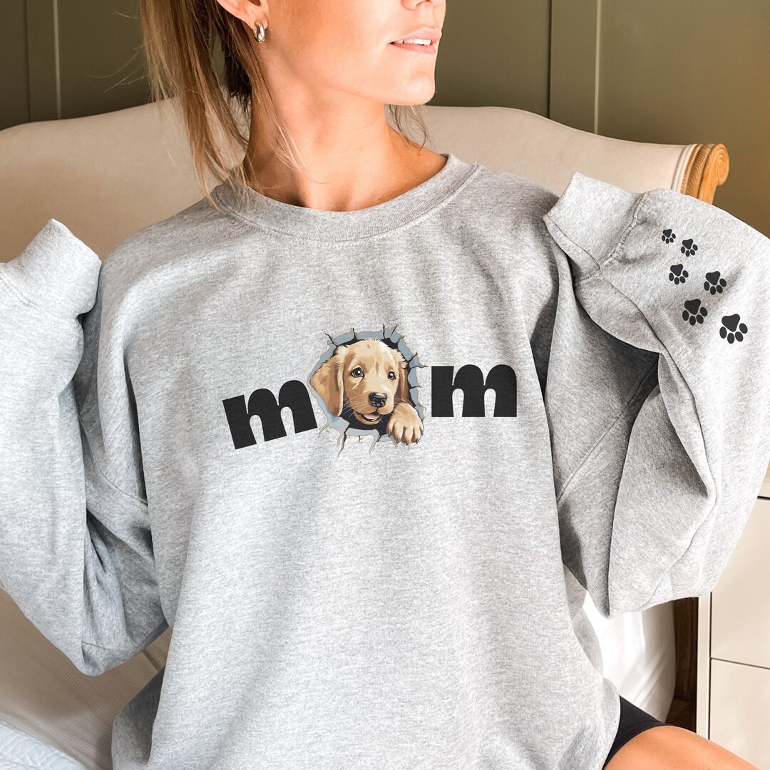 Golden Retriever Dog Lover Mom Sweatshirt With Sleeve Print Gift, Dog ...