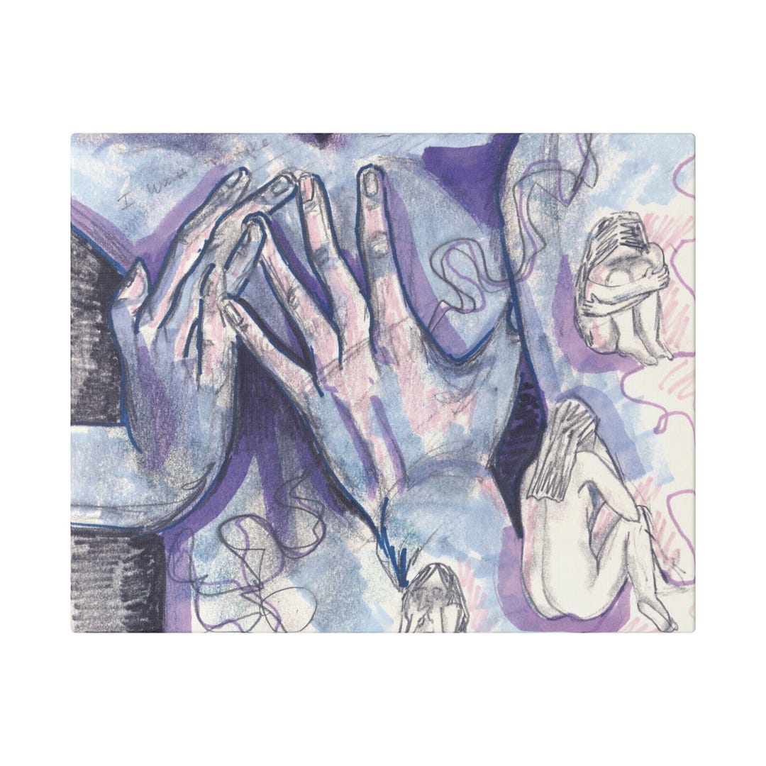 Inside Out Artwork Classic Stretched Canvas | Purple Sketch Collage - Etsy