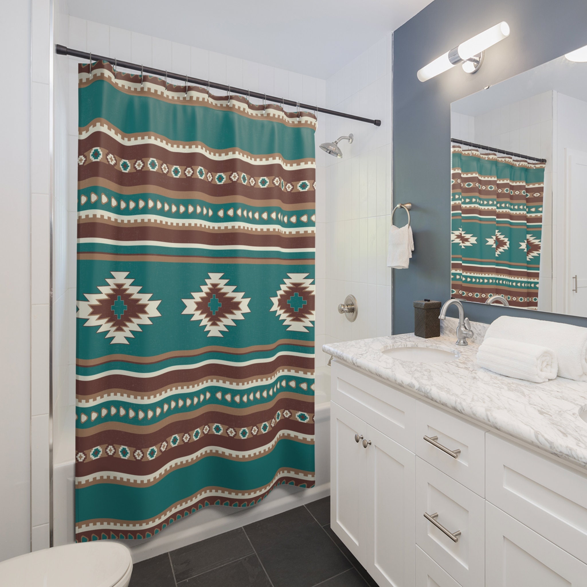 Curtain for Shower Southwestern, Midwest, Fabric Shower Curtain ...