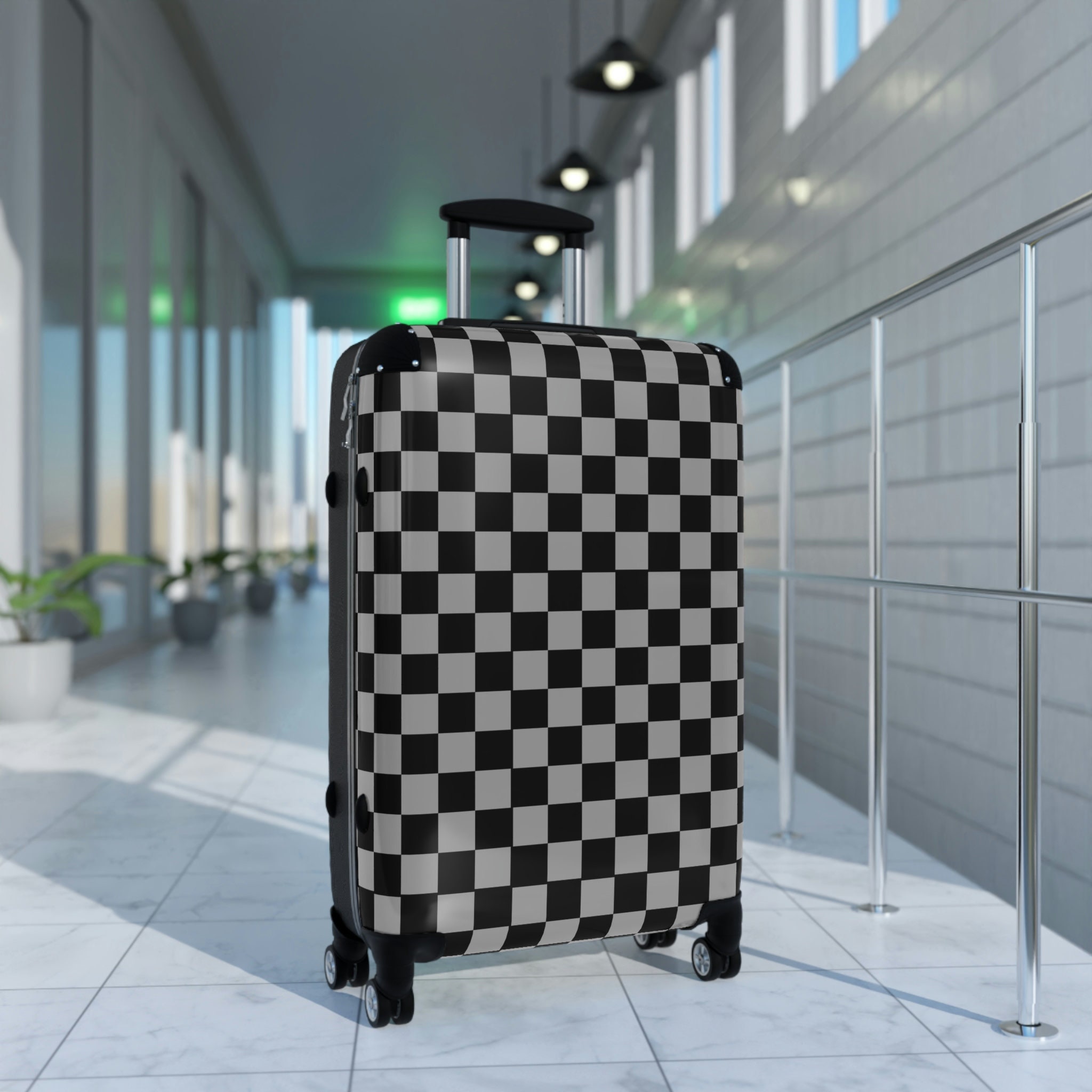 Checkered Luggage With Swivel Wheels & Combination Lock Available in 3 ...