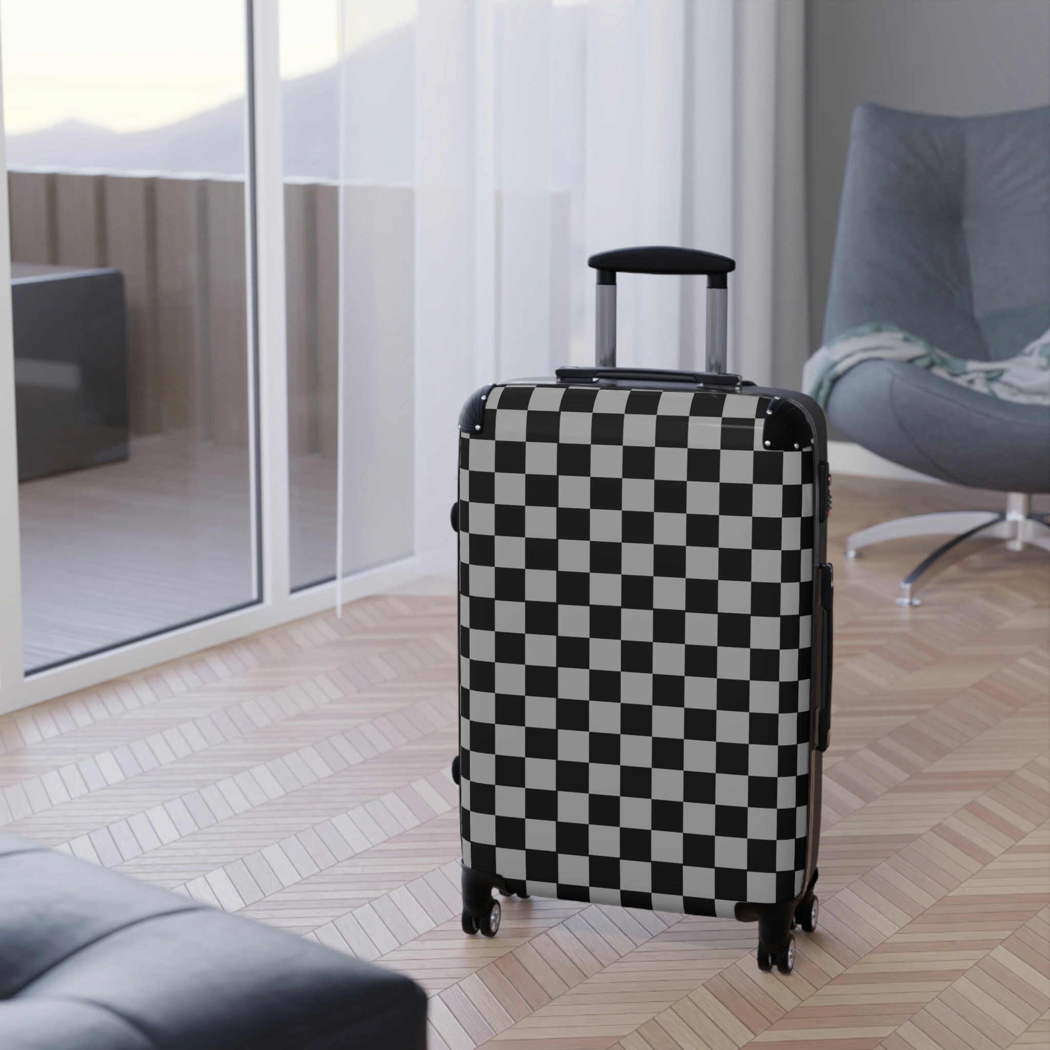 Checkered Luggage With Swivel Wheels & Combination Lock Available in 3 ...
