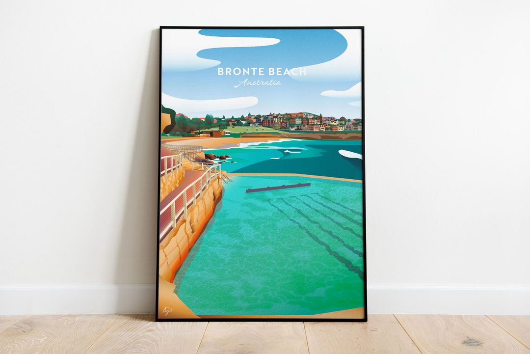 Bronte Beach Travel Poster - Sydney, Australia Landscape Borderless ...