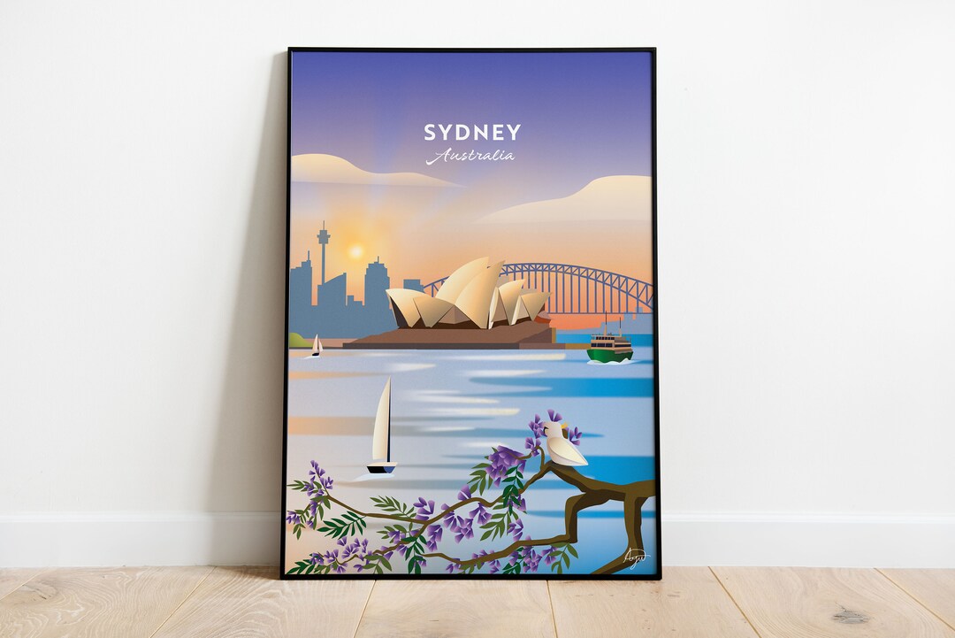 Sydney Harbour Sunset Travel Poster Sydney, Australia Landscape ...