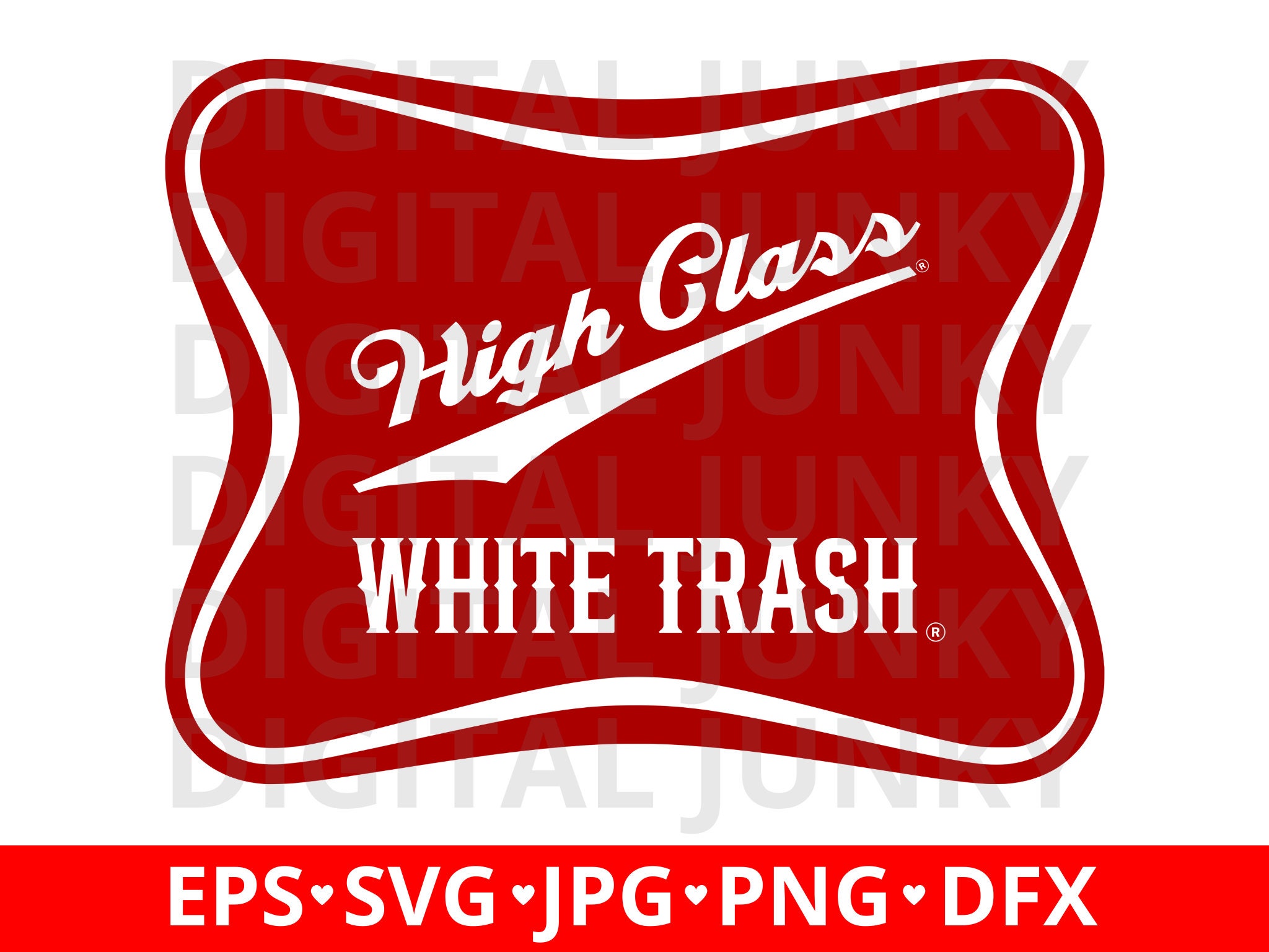 White Trash Grappig TRASH, White Trash, Grappig, Unisex Jersey T Shirt