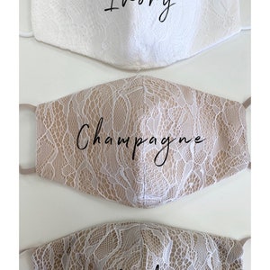 CHAMPAGNE Made in USA, Lace Mask, Reusable Mask, Adjustable Mask, Mask ...