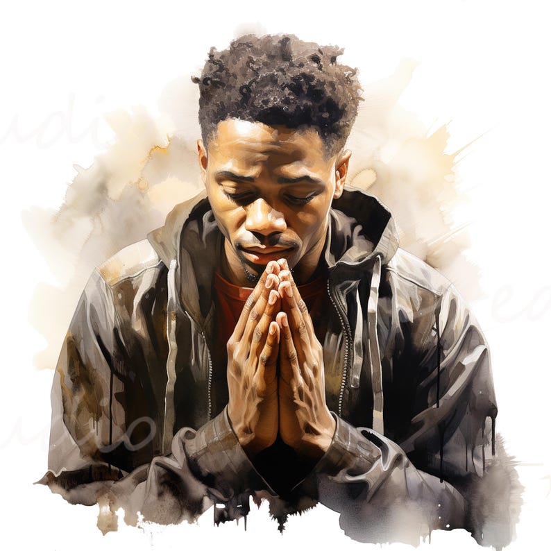 Prayer Clipart, Black Man Praying Clipart, Afro American Man PNG ...
