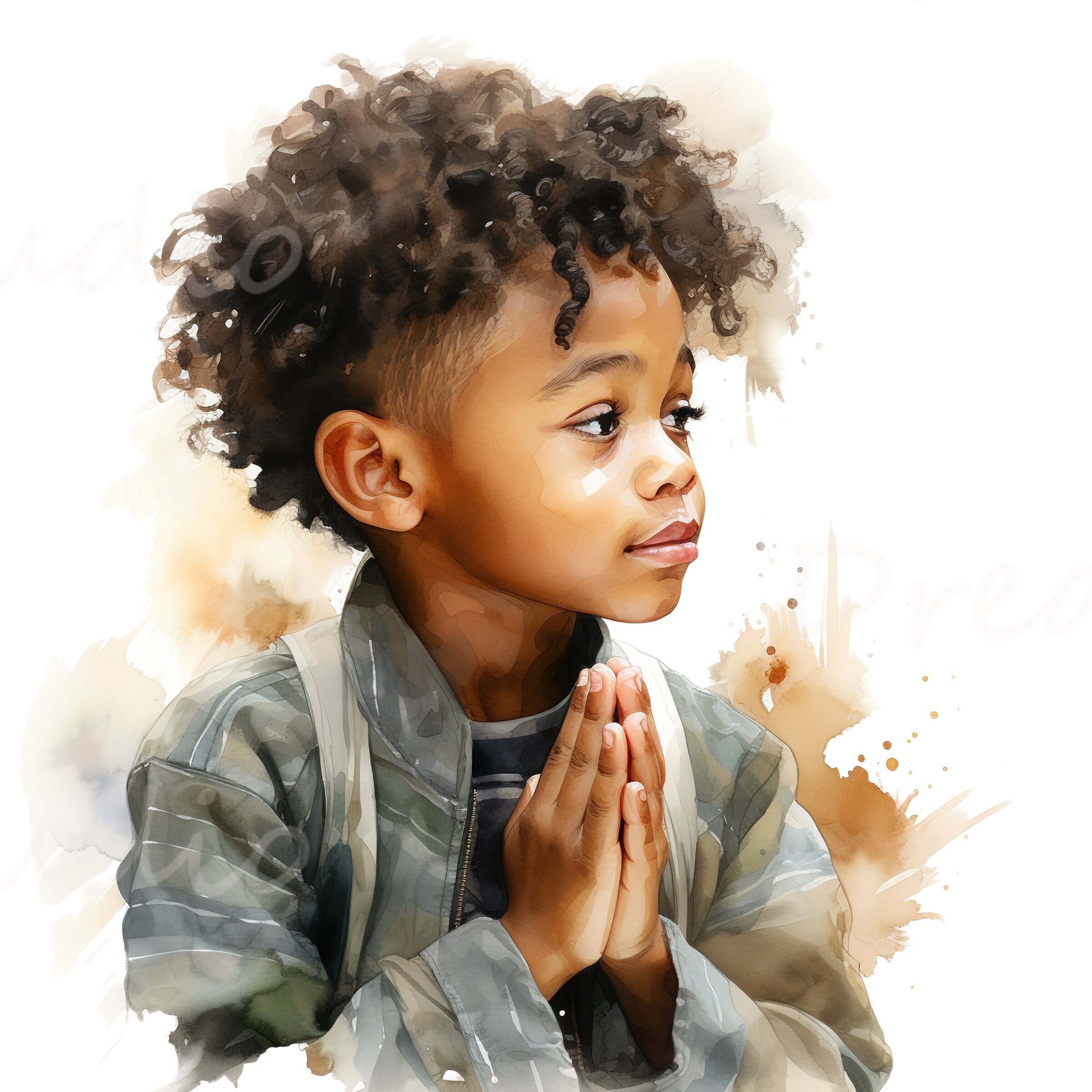 Little Black Boy Praying Clipart, Prayer Clipart, Afro American Boy PNG ...