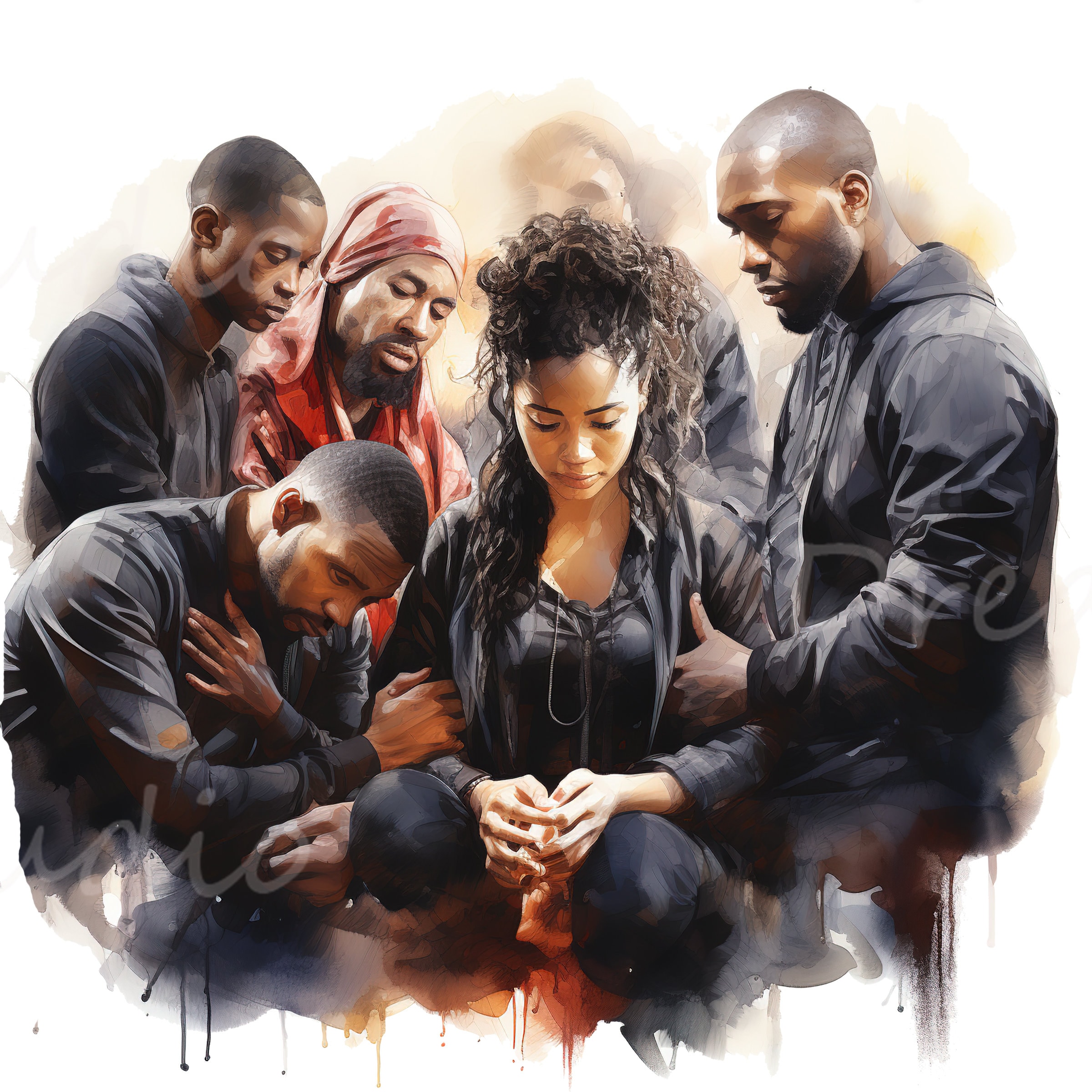 Group Praying Clipart, Black Prayers Clipart, Afro American People PNG, Religious Clipart, Pray ...