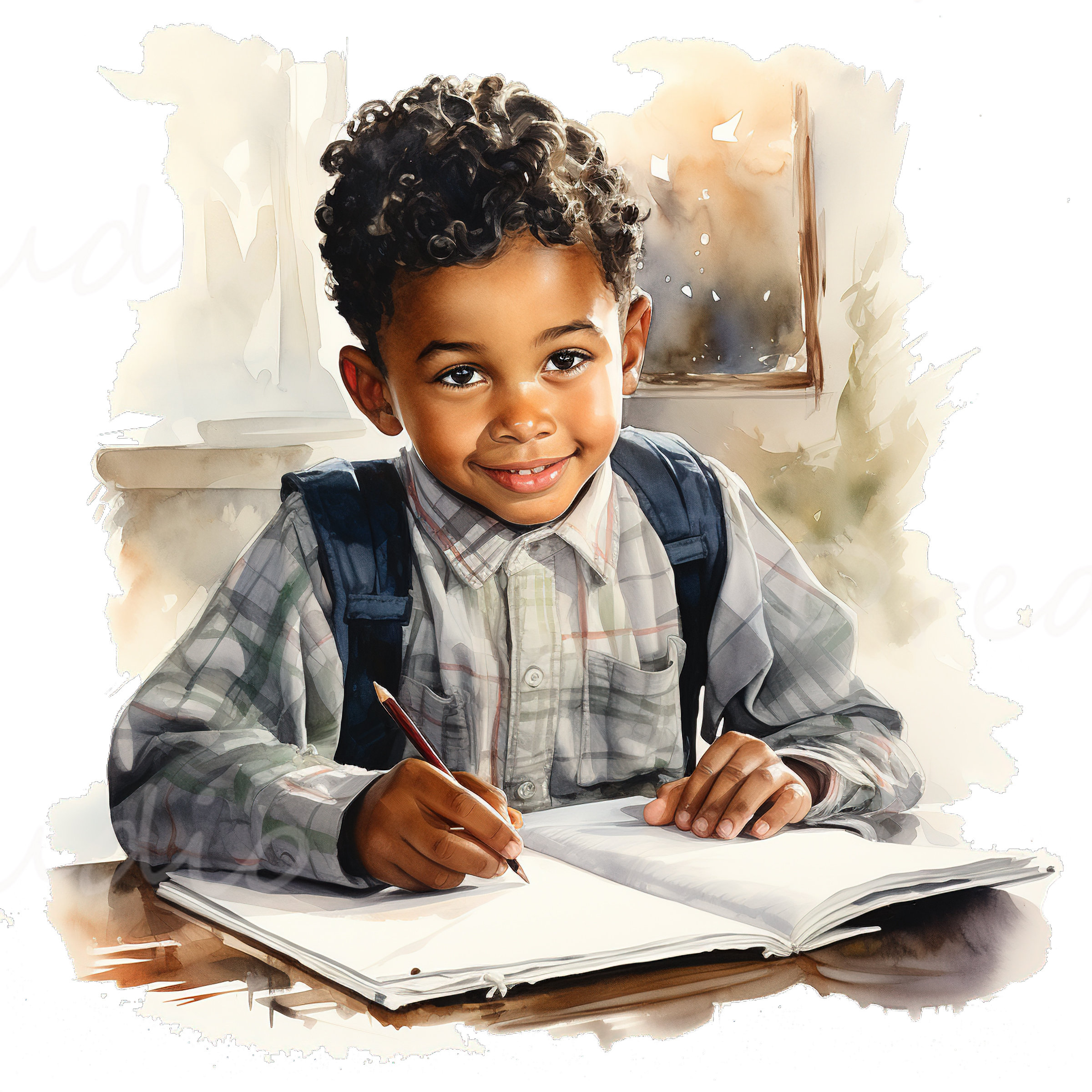 Black Boy Writing Clipart, Learning Clipart, Afro American Boy PNG ...