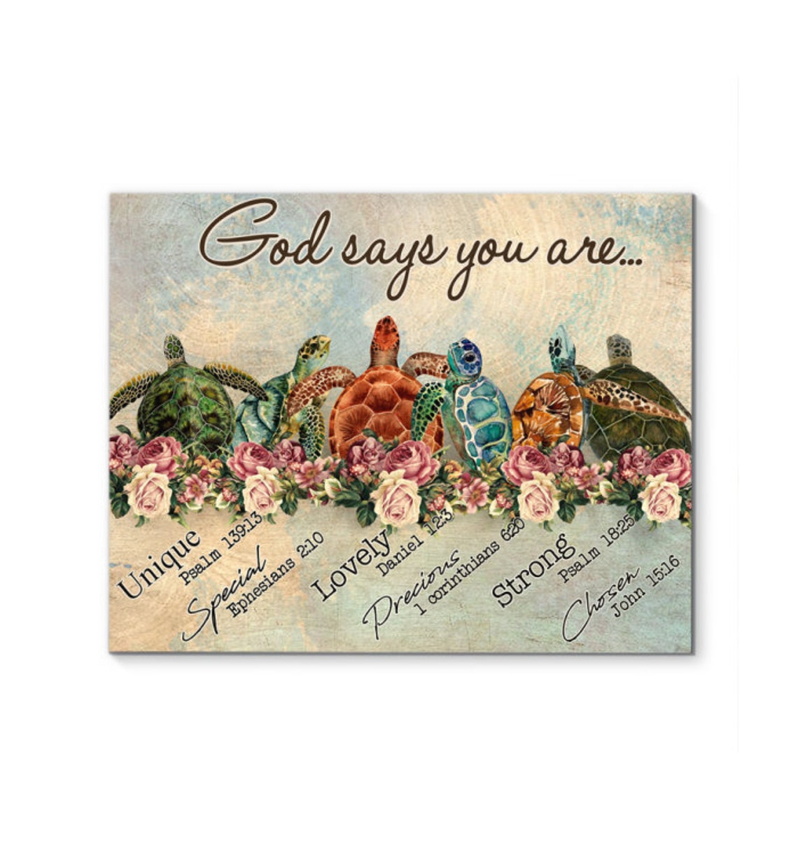 Turtle God Says You Are Christian Bible Verse Canvas Poster | Etsy