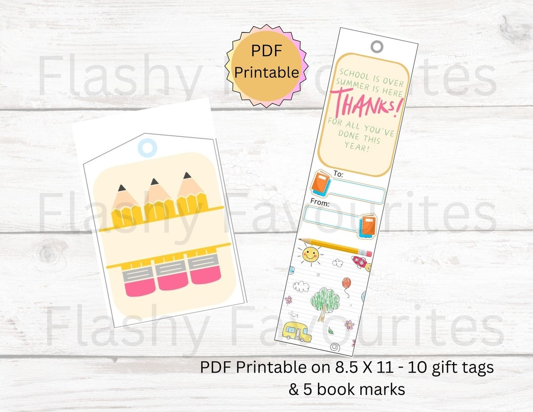 School Gift Tags. Bookmarks Gift Tags. Printable PDF. Instant Download ...