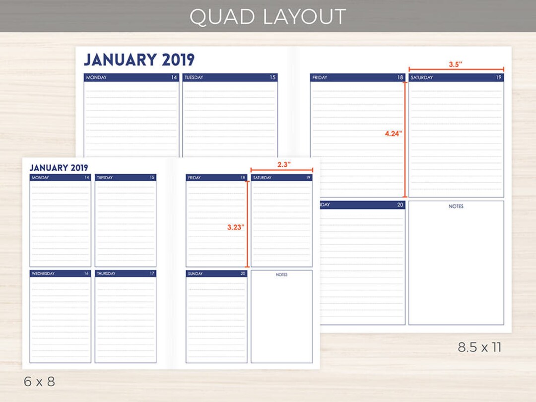 2022 Planner, 6x8 or 8x11 Personalized Agenda, Choose Starting Month ...