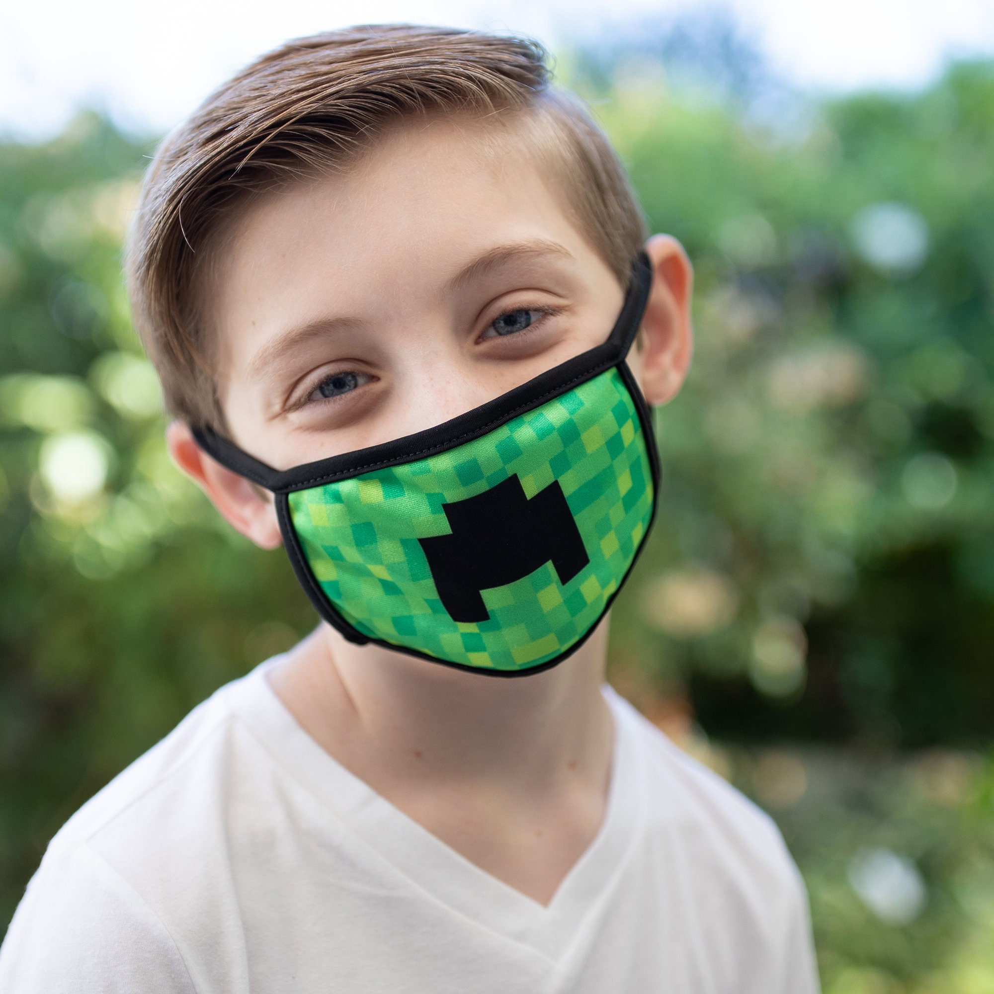 Minecraft Inspired Face Mask Creeper Mask Kids Reversible - Etsy