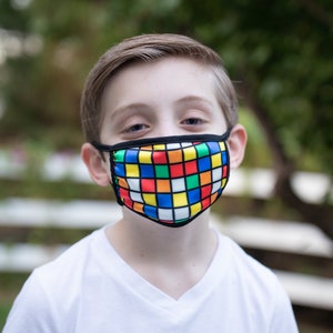 Rubik's Cube Face Mask, Rubik's Mask, Kids, Reversible, Reusable ...