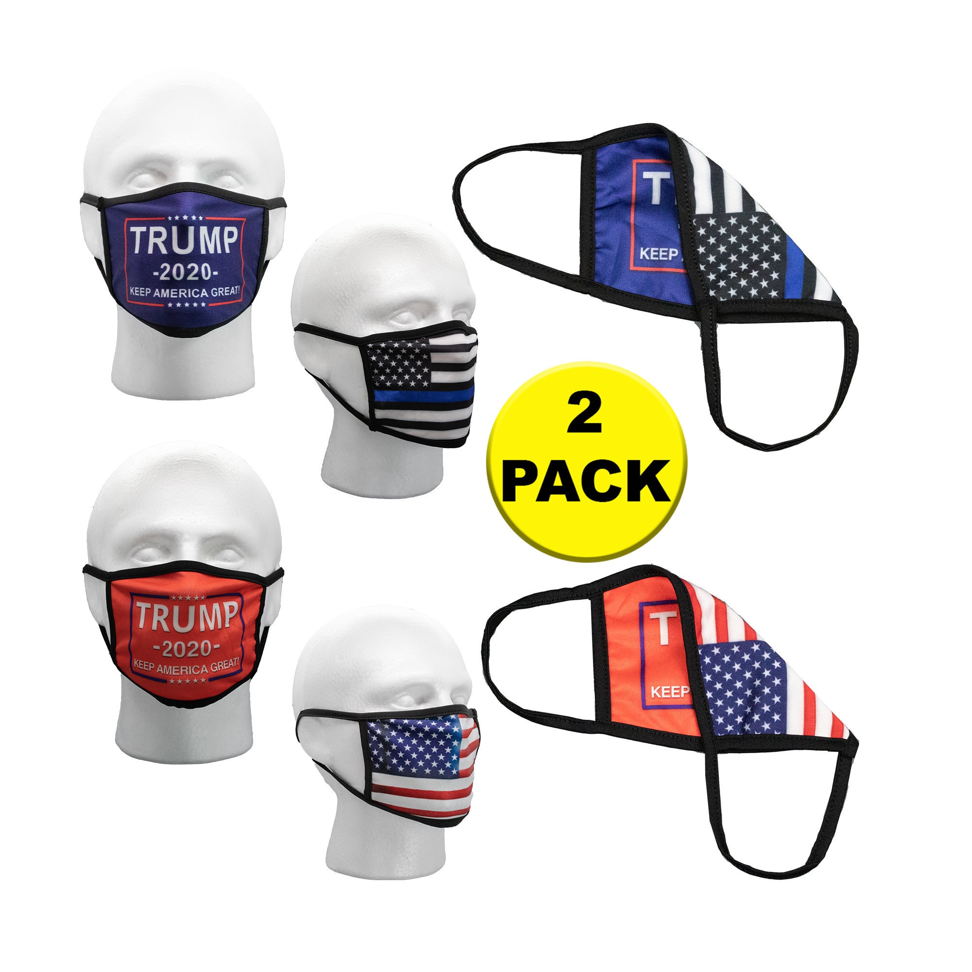 2 PACK Blue Trump Mask Thin Blue Line Mask Red Trump | Etsy