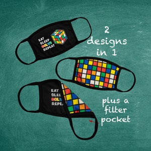 Rubik's Cube Face Mask, Rubik's Mask, Kids, Reversible, Reusable ...