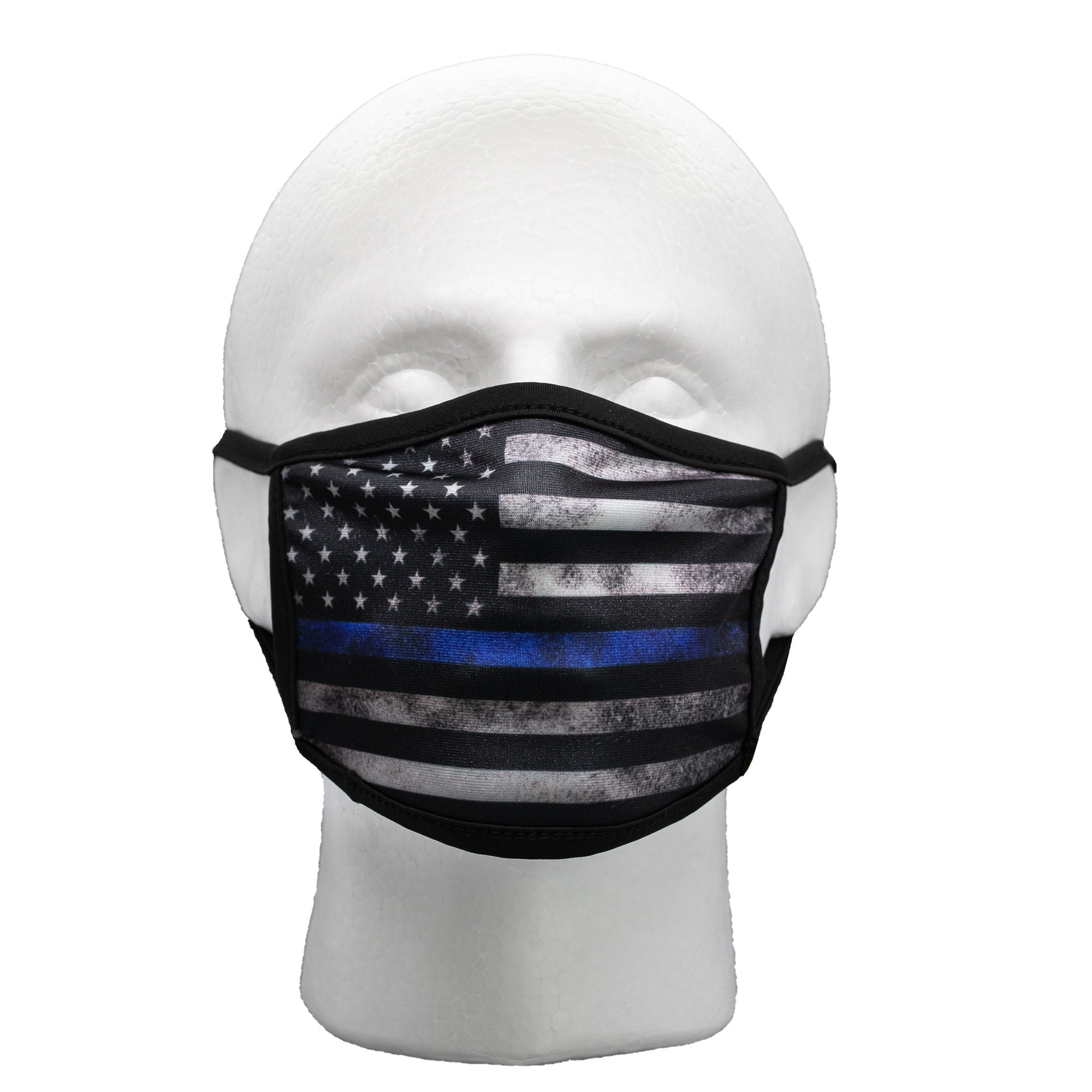 Black Trump Mask Tattered Thin Blue Line Mask 2 Layer - Etsy