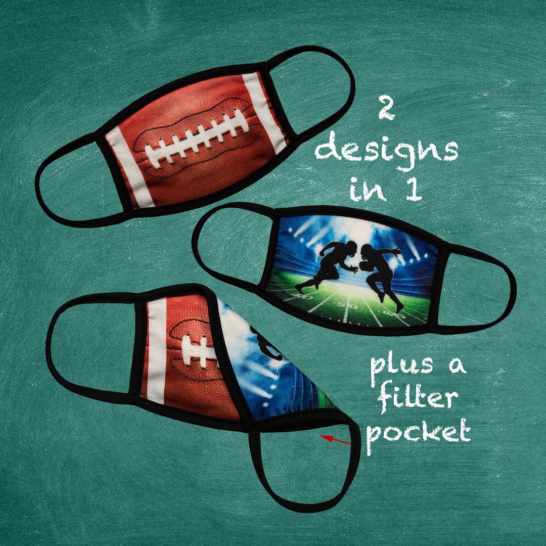 Football Kids Face Mask, Kids Football Mask, Reversible, Reusable ...