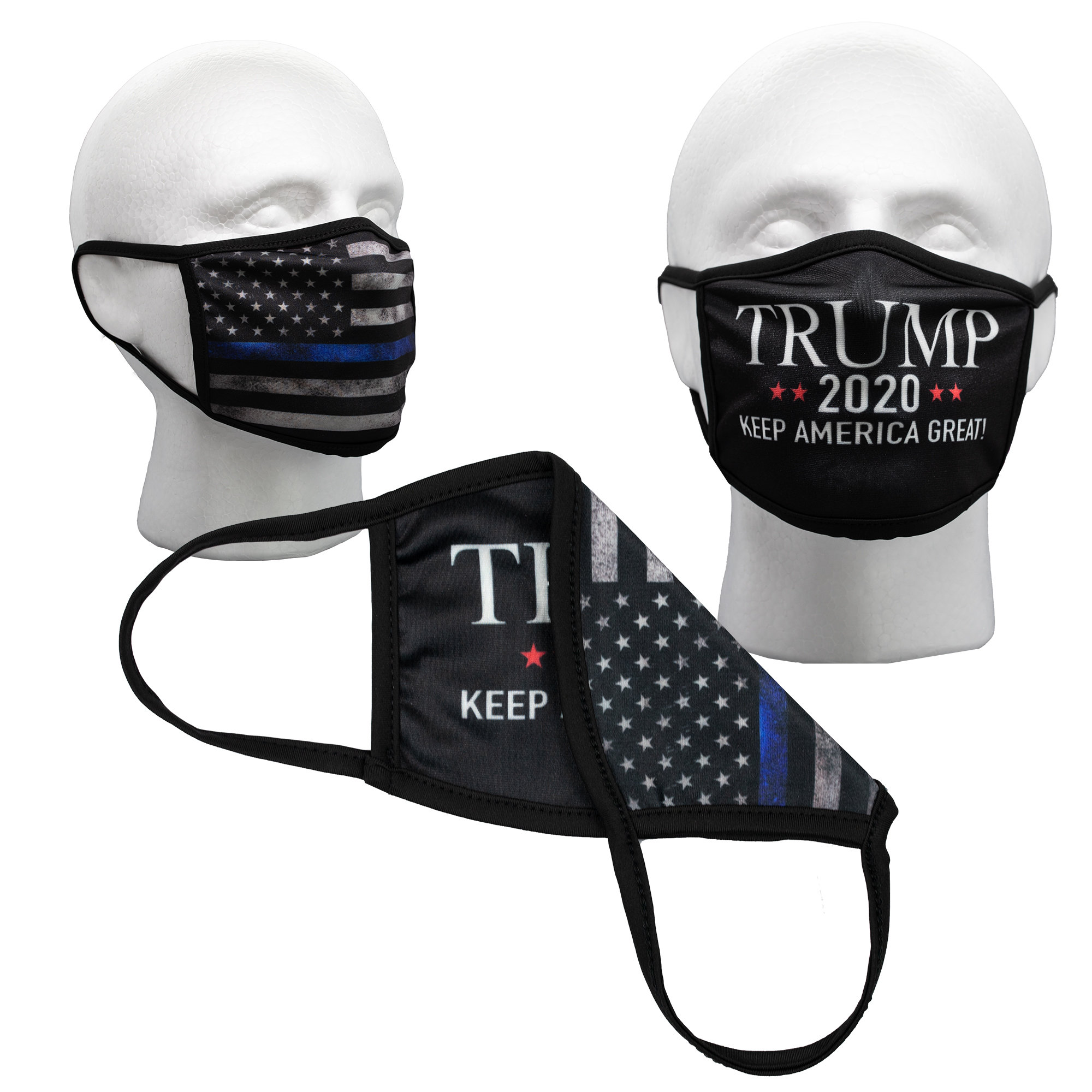 Black Trump Mask Tattered Thin Blue Line Mask 2 Layer - Etsy