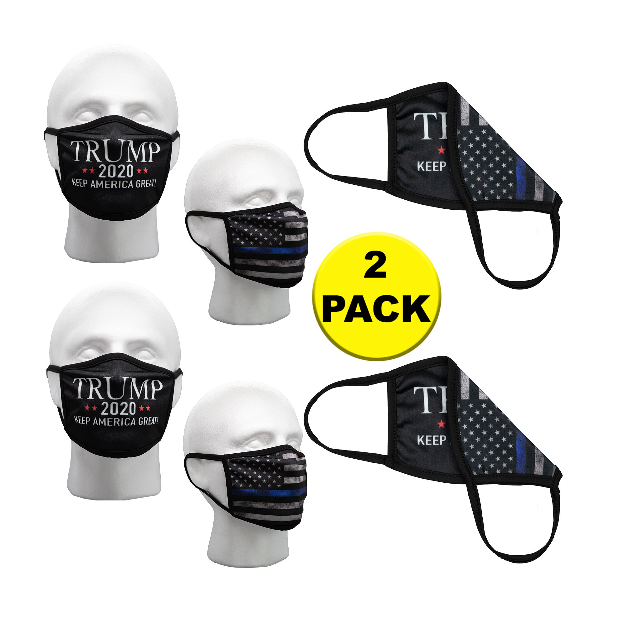 2 PACK Black Trump Mask Tattered Thin Blue Line Mask 2 - Etsy