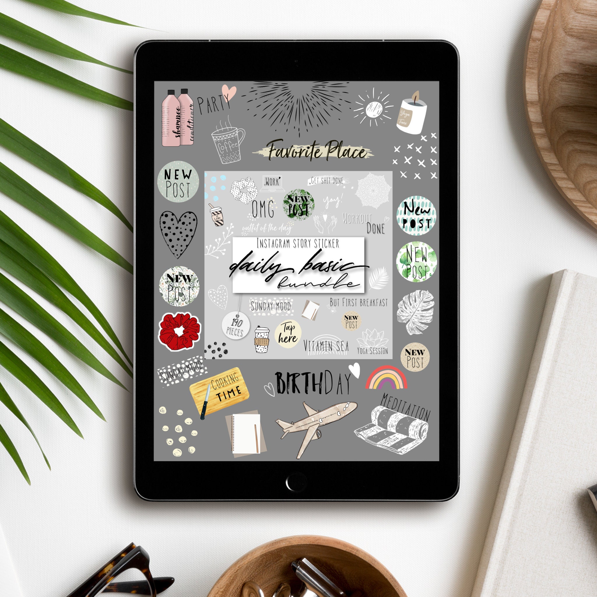 190 Instagram Story Stickers Daily Basic Bundle | Lifestyle Stickers ...