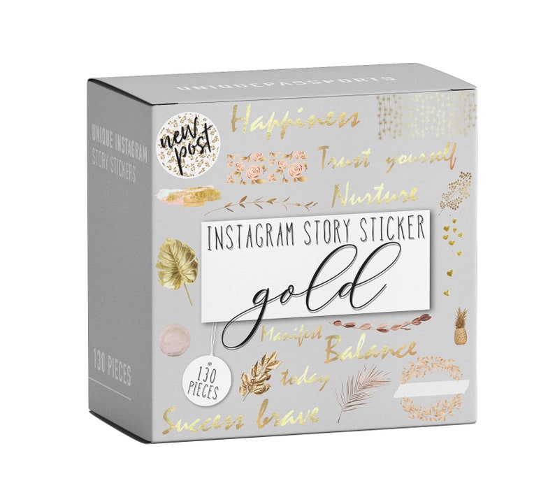 130 Instagram Story Stickers Gold Bundle | Fancy Decorative Daily Gold ...