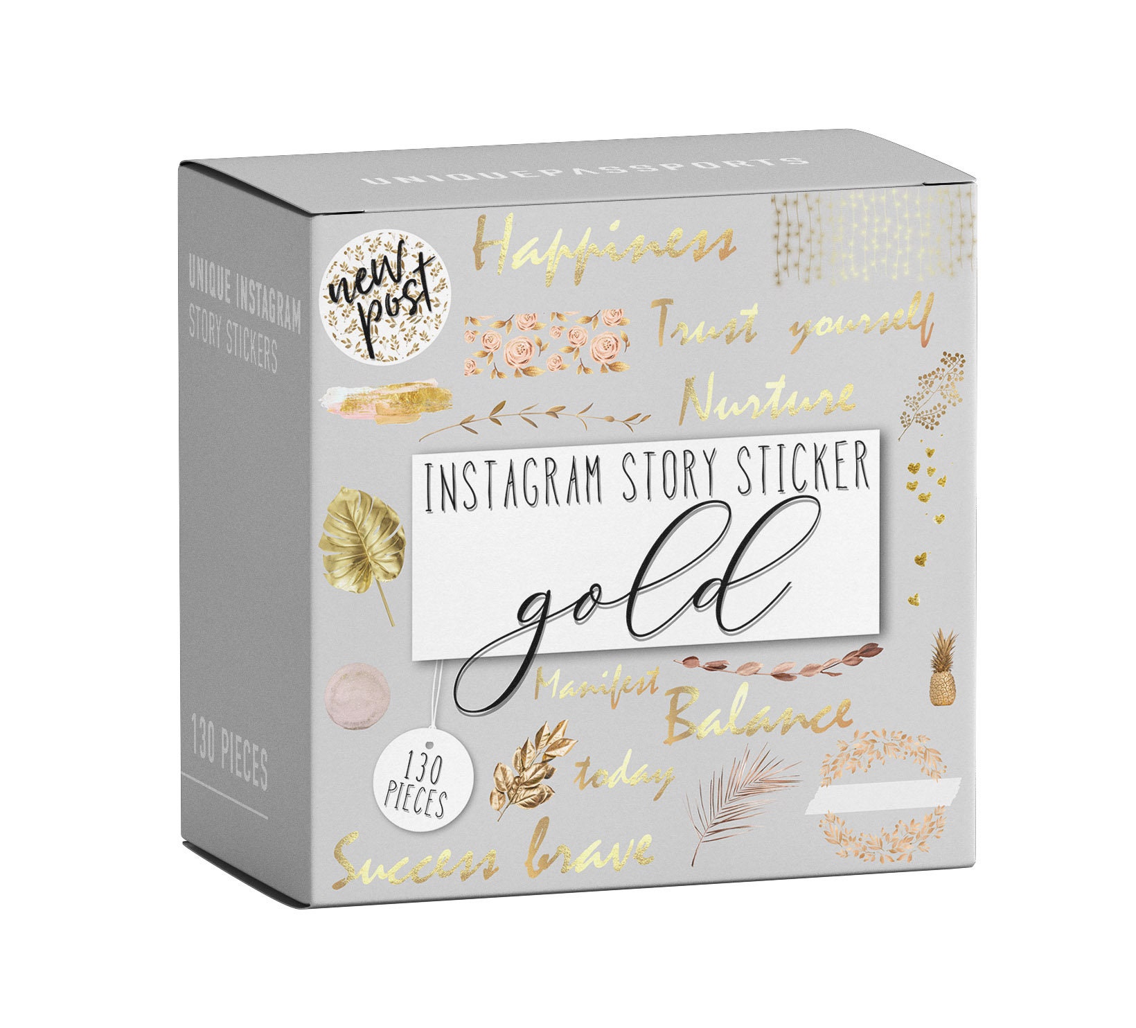 130 Instagram Story Stickers Gold Bundle | Fancy Decorative Daily Gold ...