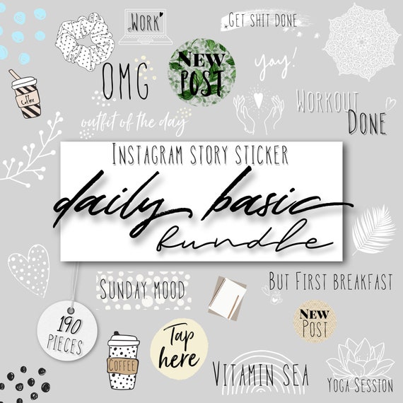 190 Instagram Story Stickers Daily Basic Bundle Lifestyle - Etsy