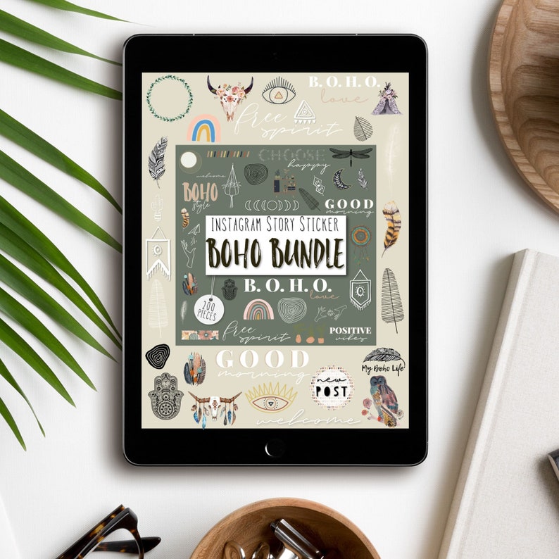 200 Instagram Story Stickers Boho Bundle | Lifestyle Boho Stickers ...