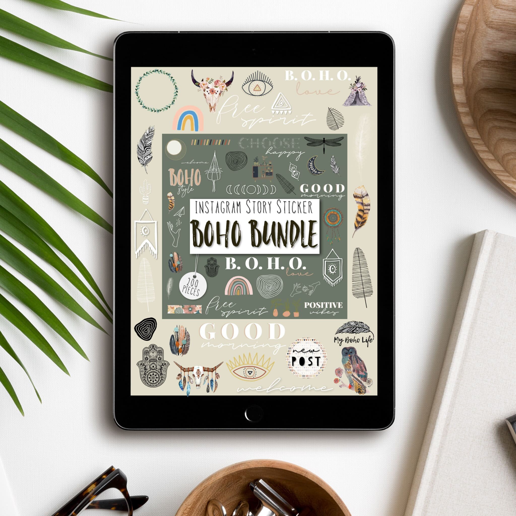 200 Instagram Story Stickers Boho Bundle | Lifestyle Boho Stickers ...