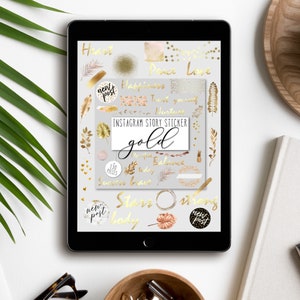 130 Instagram Story Stickers Gold Bundle | Fancy Decorative Daily Gold ...