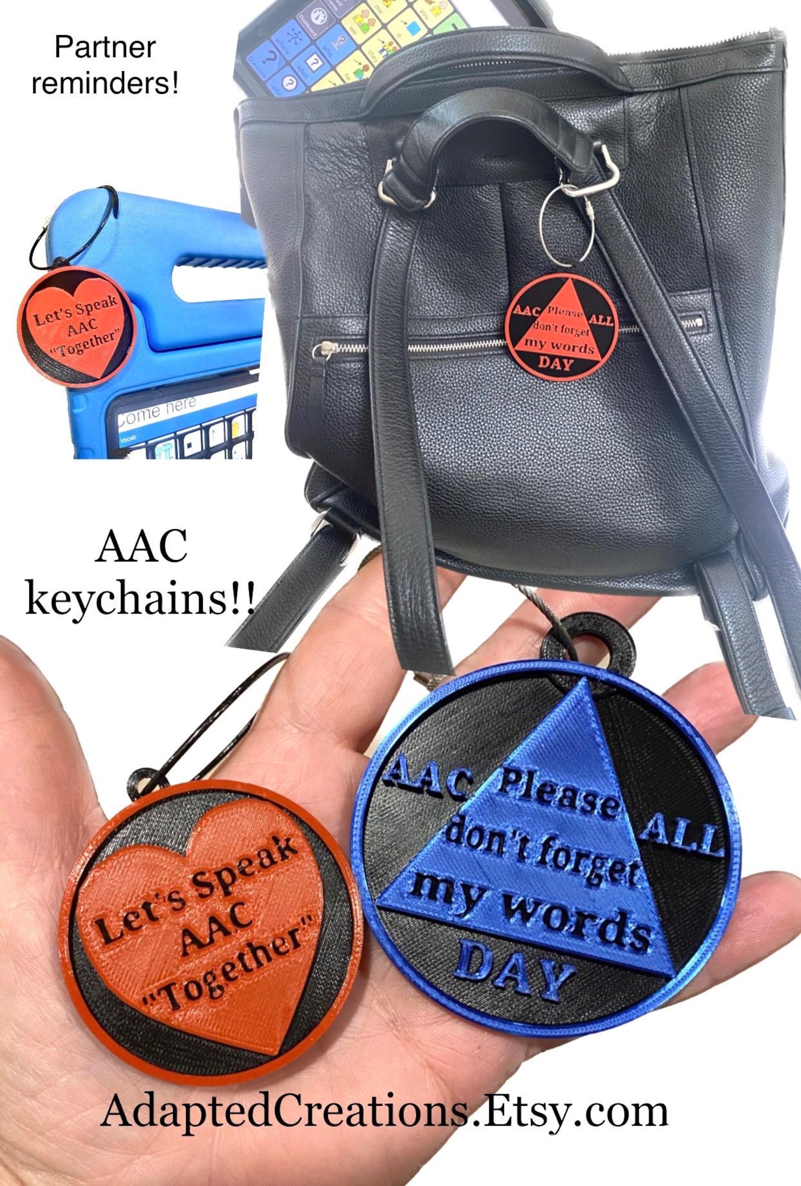 AAC Device Reminder Name Tag/keychain! Attach to Devices, Backpacks ...