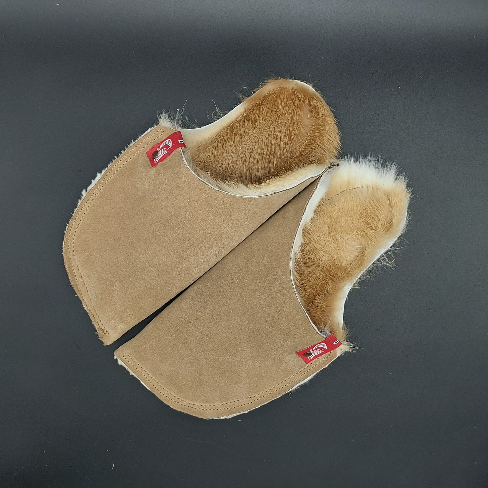 Unisex polar rabbit slippers with natural rabbit fur and suede | Etsy