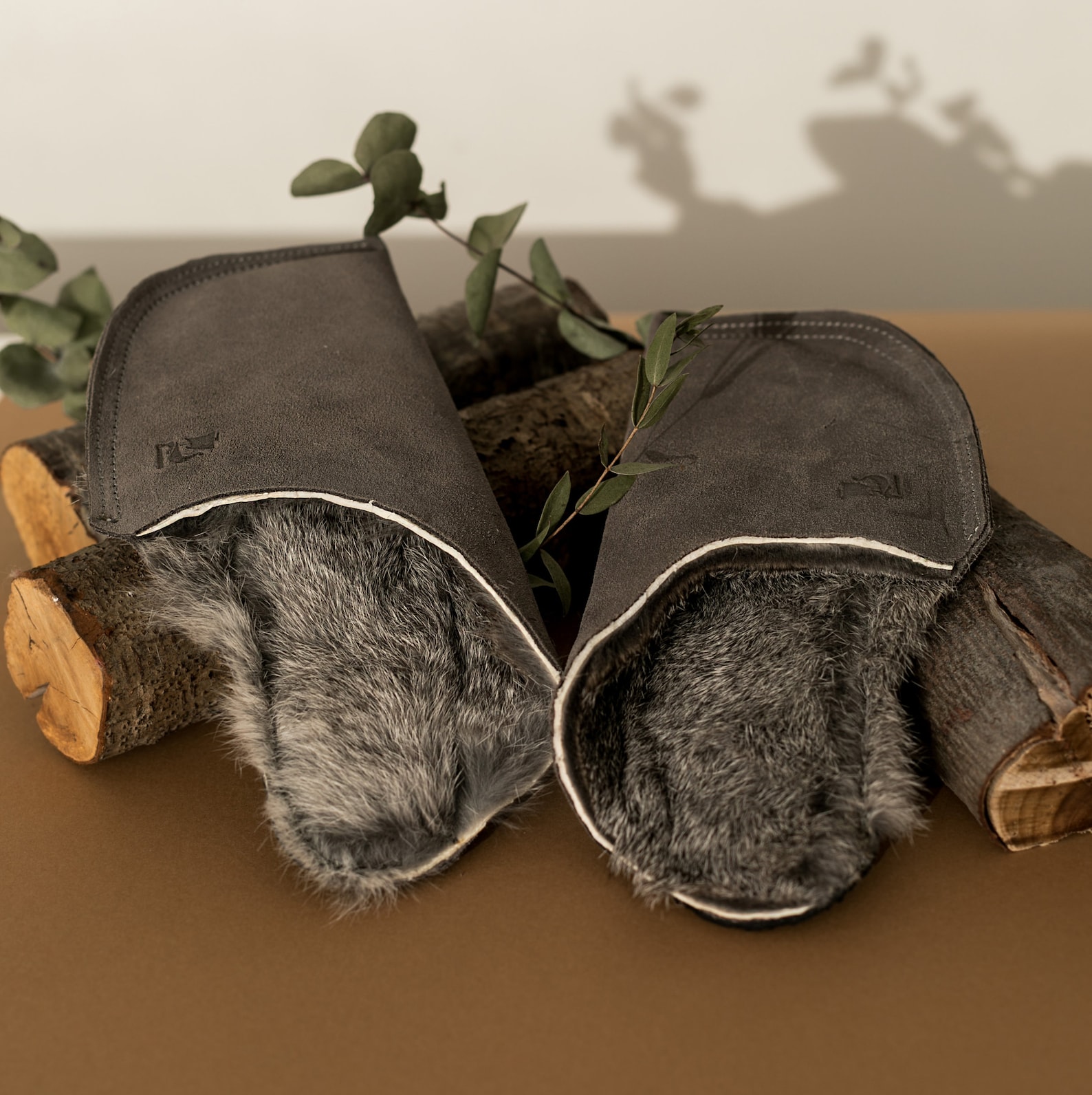 Unisex Polar Rabbit Slippers With Natural Rabbit Fur and Suede - Etsy