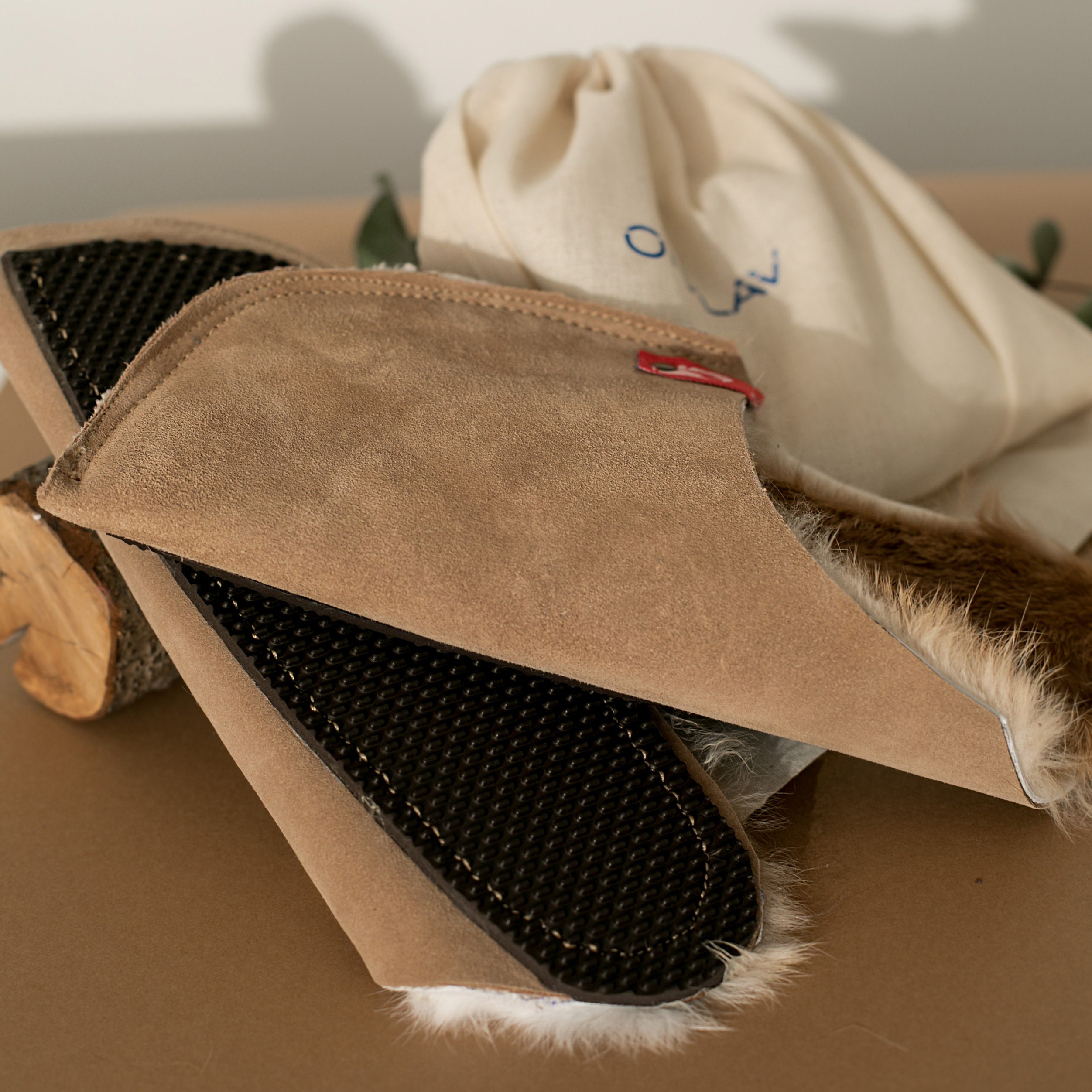 Unisex Polar Rabbit Slippers With Natural Rabbit Fur and Suede | Etsy