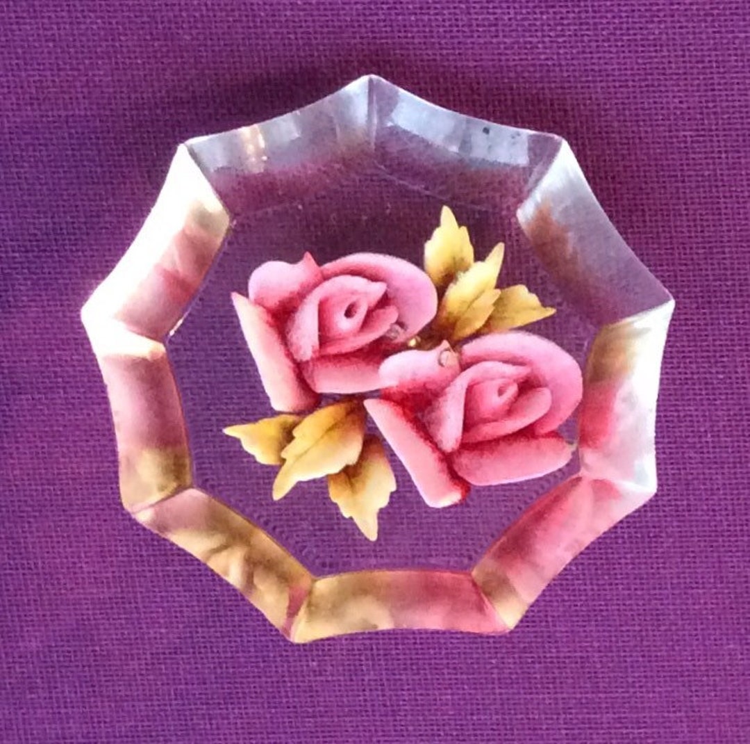 Stunning Intaglio-cut Lucite Brooch Pink Roses - Etsy