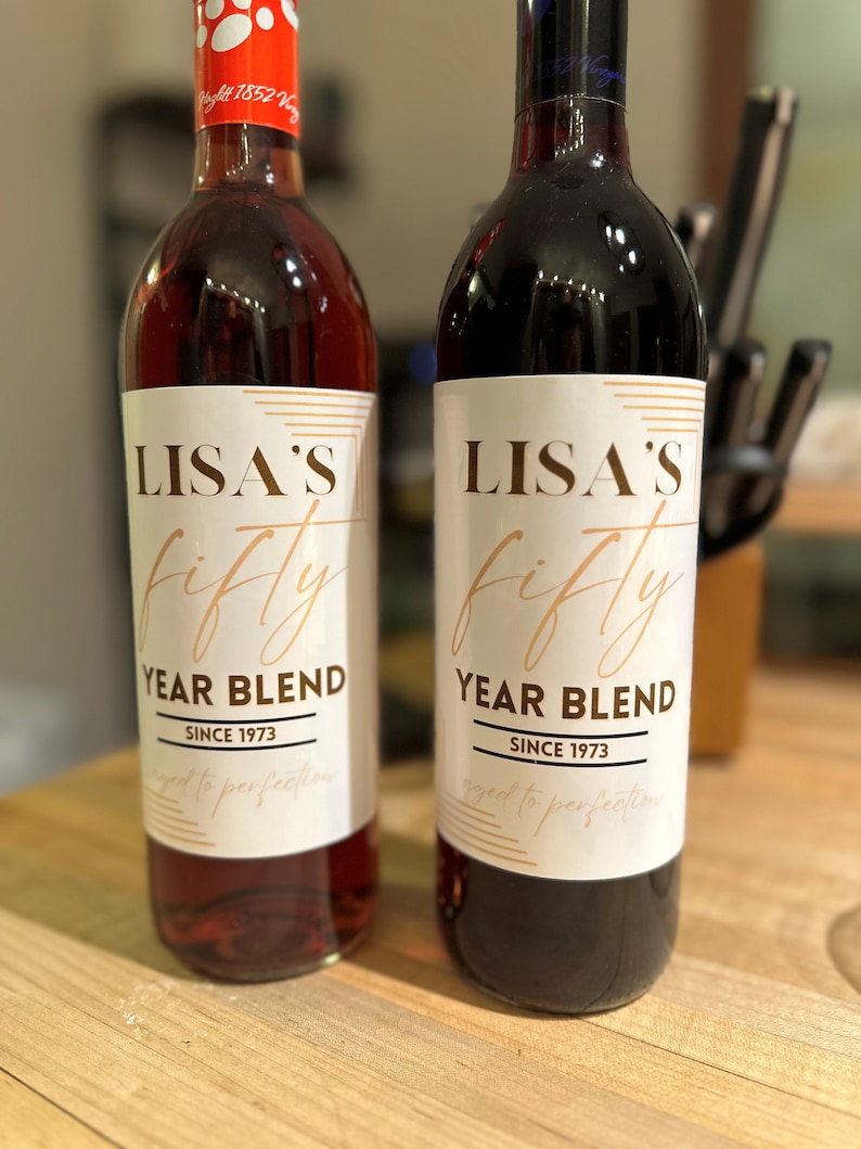 Custom 50th Birthday Wine Label, Fifty Year Blend, DIY Template ...