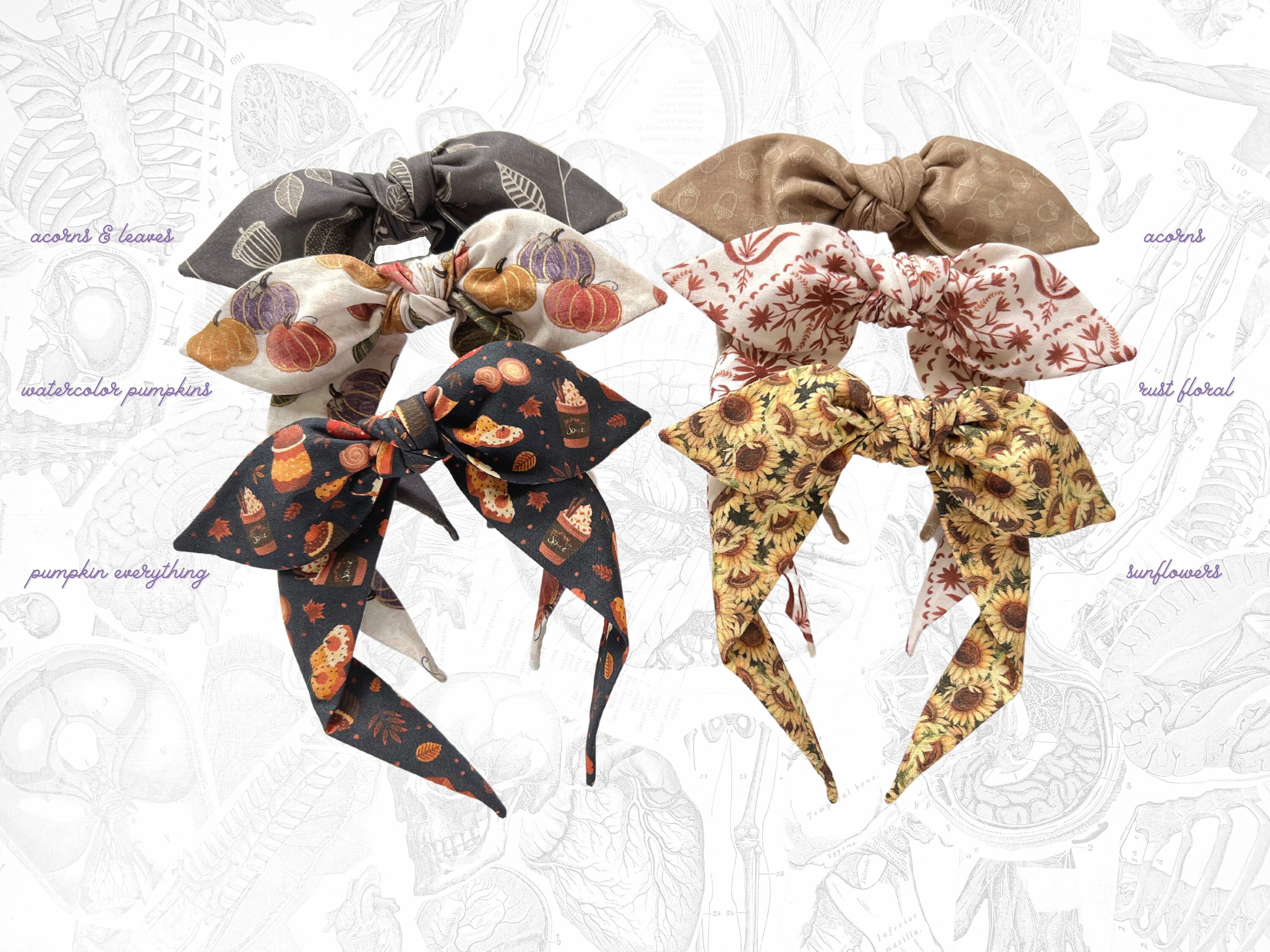 Fall Headband, Autumn Bowbands, Polka Dots Top Knot Headbands ...