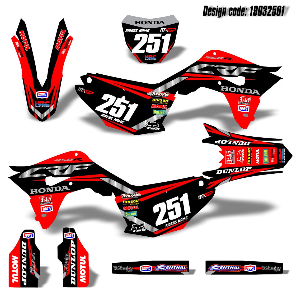 Kit de gráficos completo Motocross pegatinas para Honda CRF | Etsy