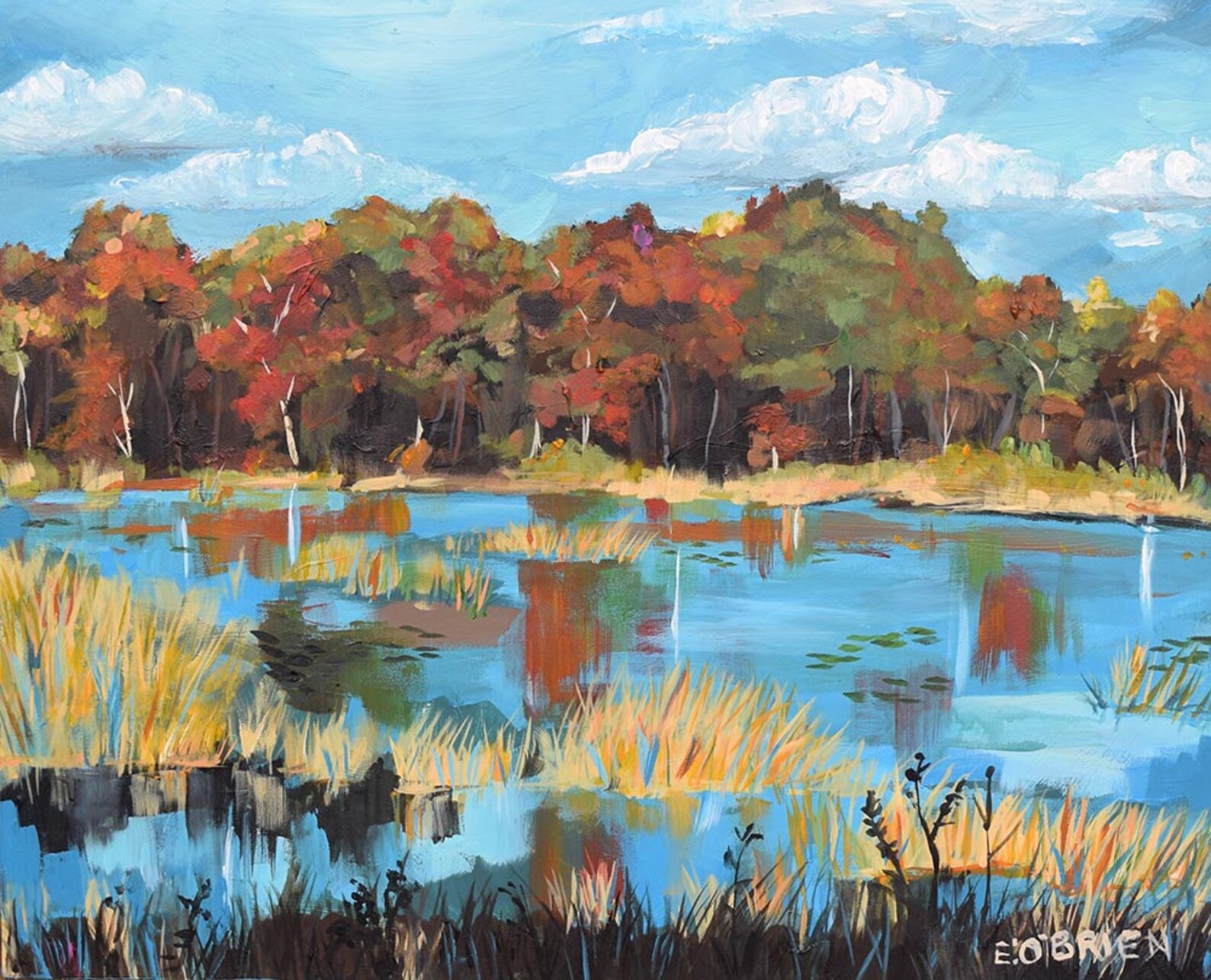 Pond Landscape Art Print, Abstract Painting - Etsy