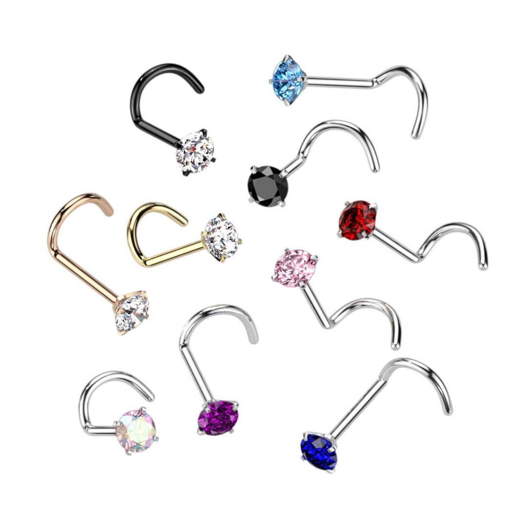 Implant Grade Titanium Nose Screw With 2mm Prong Set CZ - Etsy
