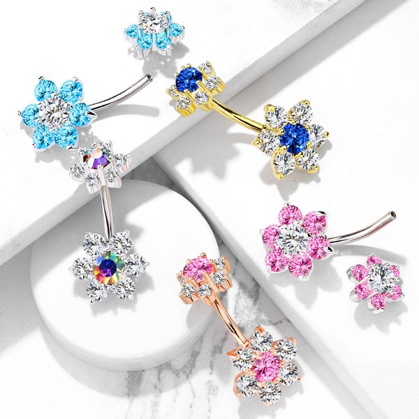 Flower Belly Ring - Etsy