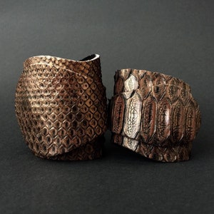 Bronze Python Cuff Bracelet, Boho Leather Bracelet for Woman, Unique ...