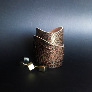 Bronze Python Cuff Bracelet, Boho Leather Bracelet for Woman, Unique ...