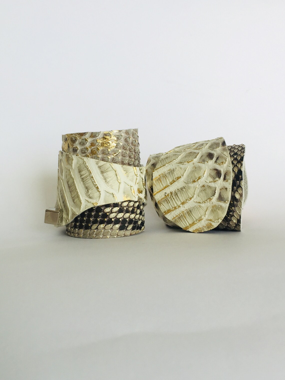 Python Leather Bracelet, Woman Cuff Bracelet, White Leather Bracelet ...