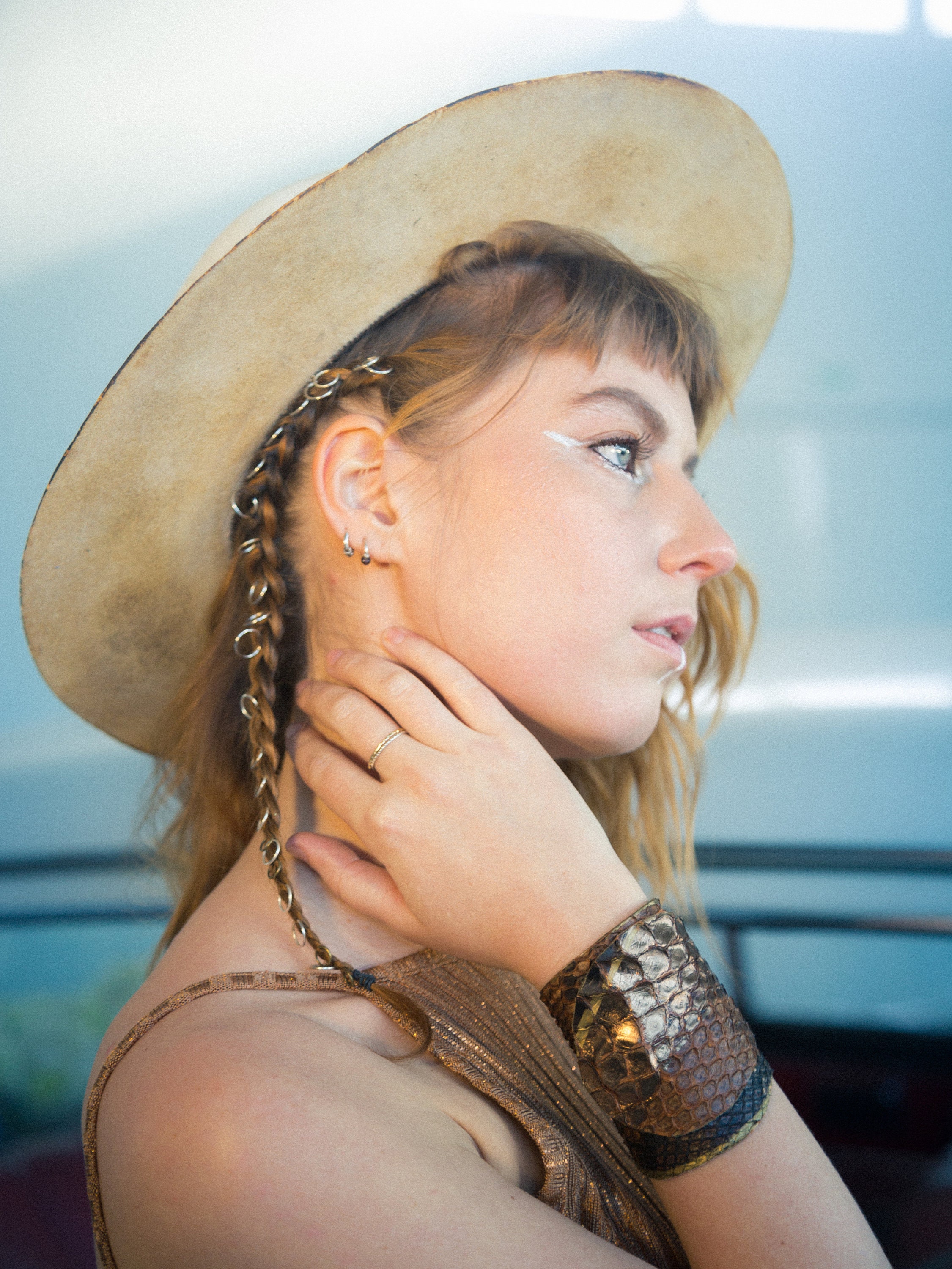 Gold Brown Python Bracelet, Wide Leather Cuff, Snakeskin Bracelet ...