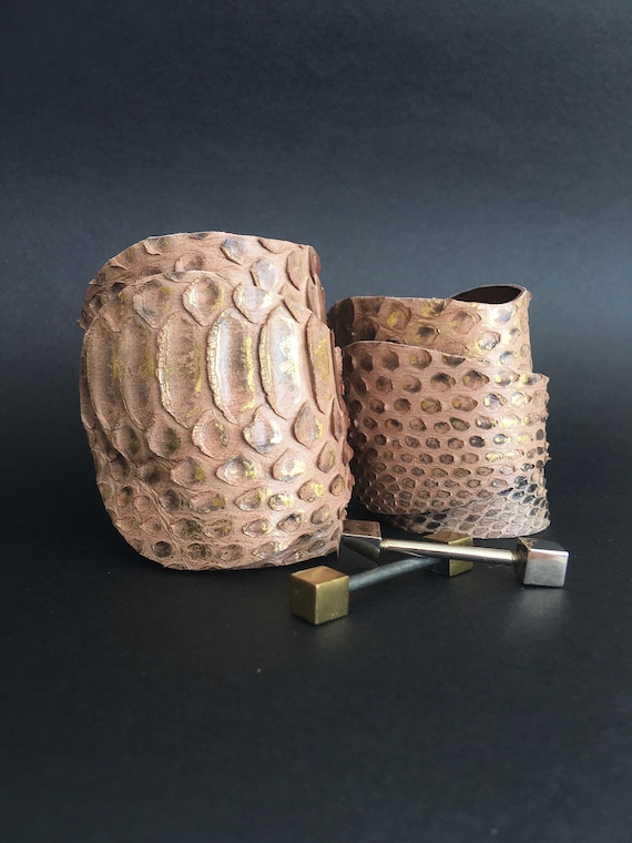 Exclusiva pulsera de piton rosa oro Pulsera de piton genuino - Etsy España