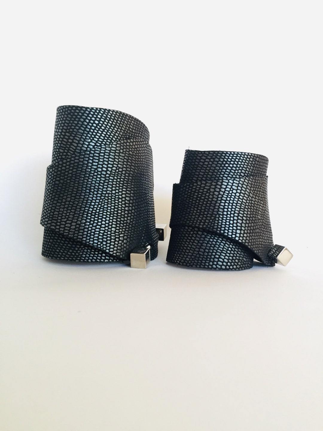 Embossed Black Leather Wristband, Black Leather Cuff Bracelet That ...